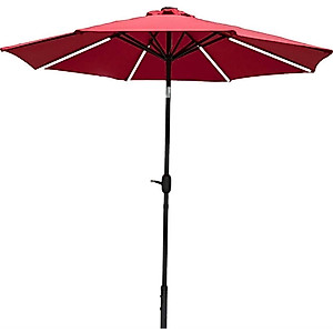 Outdoor Garden Parasols 2.7M Garden Parasol Umbrella 360-Degree LED Market Patio Umbrella with 8 LED Solar Lights Outdoor Patio Beach Sun Shade,Without Parasol Base