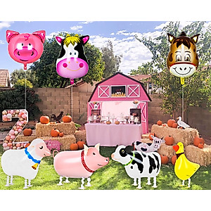 9pcs Farm Animals Balloons Farm Animal Party Decorations Farm Birthday Party Supplies Farm Balloons Duck, Rooster, Pig, Sheep, Horse, Cow, Donkey Balloons for Baby Shower Party Decorations