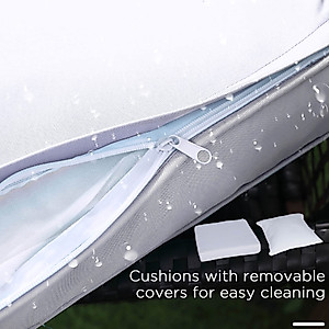 Outsunny 3 Piece Patio Rocking Bistro Set, Outdoor PE Rattan Wicker Rocking Chairs with Cushioned, Pillows, Two-Tier Glass Storage Shelf Coffee Table, Cream White