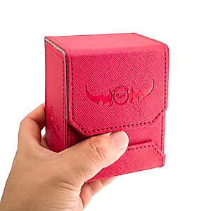 Zoopin Leather Deck Box - Red for Collectible Cards-MTG,Yugioh,Pokeman,TES Legacy,Munchkins CCG Decks and Also Small Tokens or Dice- Hold 80 Sleeved Cards or 150 Naked Cards …