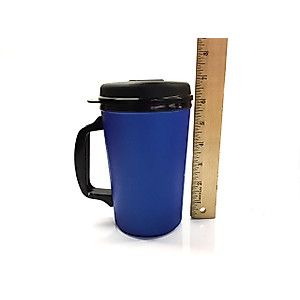 GAMA Electronics 2 ThermoServ Foam Insulated Coffee Mug 20 oz w/Lids (1) Blue & (1) Red