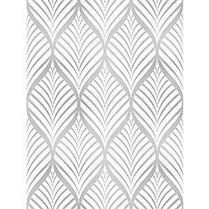Amiya Silver Gray Peel and Stick Wallpaper Modern Boho Removable Vinyl Contact Paper Leaf Self Adhesive Bathroom Wallpaper for Cabinets 17.7" x 120" Renter Friendly