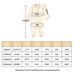 pureborn 2-Pack Baby Girls Footed Pajamas Infant Seamless Long Sleeve Cotton Footies Sleep and Play White + Beige Bear 0-3 Months