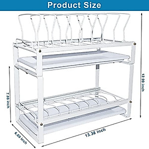 Oroonoko Dish Drying Rack Set with Movable Drainboard,Updated 2 Tier Drawer Metal Dish Drainers for Kitchen Counter at Home,RV,Restaurant Decor
