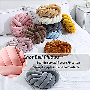 SLANKE Hot Pink Throw Pillow,Knot Ball Pillows,Round Pillows Decorative Pillows,Donut Pillow 13.8'' Soft Velvet Girls Room Decor Plush