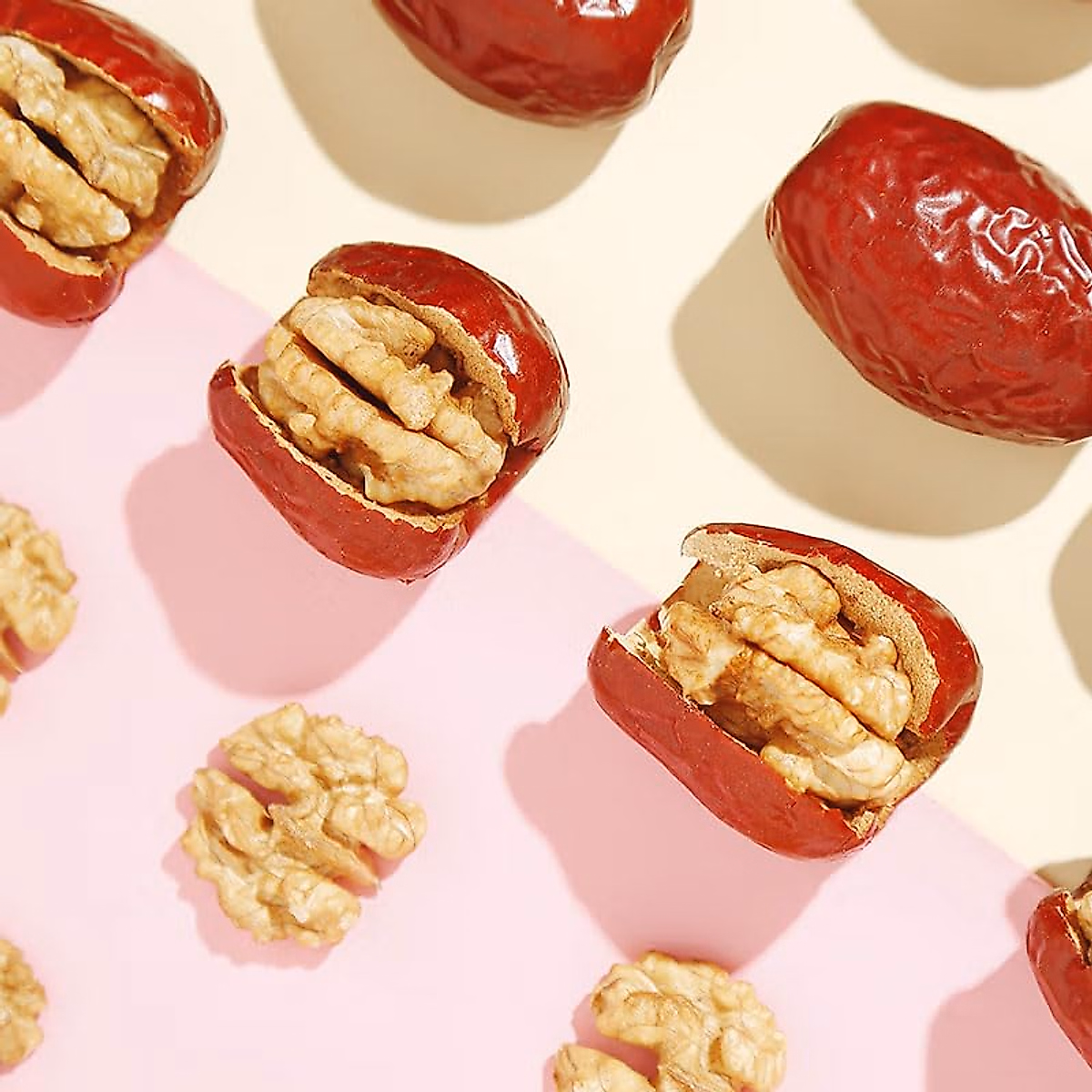 Grey jujube with walnuts 17.6 oz/500 g stuffed dates clip walnut independent small packaging casual snacks jujube dates and walnuts