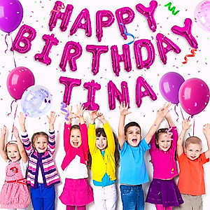 Personalized Name Happy Birthday Banner - Happy Birthday Balloon Letters Balloons 2 Sets A- Z 16'' Mylar Foil Birthday Party Decorations for Kids, Women, Men, Black