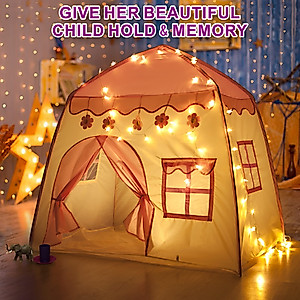 Kids Princess Tents for Girls Toys, Princess Castle Playhouse Tent, Indoor & Outdoor Toys Play Tent for 3+ Year Old Girls Kids Birthday Gift, Imaginative Games