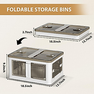 ENLOY Storage Bin with Lids, 3 Pack 8.4 Gal Plastic Storage Bins for Closet Organizer, Stackable Storage Bin with Lid and Five Open Doors, Collapsible Storage Bin for Living Room & BedRoom with Wheel