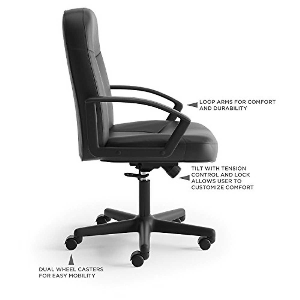 BSXVL601ST11 - Basyx VL601 Series Leather Mid-Back Swivel/Tilt Chair
