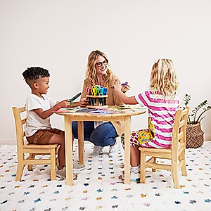 ECR4Kids Three Rung Ladderback Chair, 12in Seat Height , Classroom Seating, Natural, 2-Pack