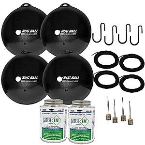 Bug Ball 4 Pack Starter Kit Complete - Odorless Eco-Friendly Biting Fly and Insect Killer with NO Pesticides or Electricity Needed, Kid and Pet Safe