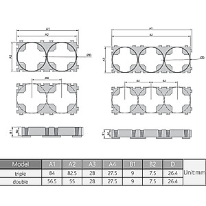 Heyiarbeit 20pcs 26650 Lithium Battery Triple Holder Bracket 3 Cell Safety Spacer Radiating Shell for DIY Battery Pack
