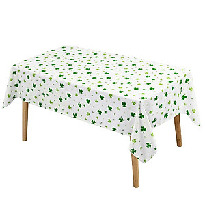 Hiasan Waterproof St Patricks Day Tablecloth Rectangle, 60 x 84 Inch - Washable Shamrock Fabric Table Cloth for Spring and Outdoor Use