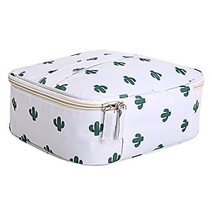 Bonaweite Cactus Travel Makeup Bags Small Brush Cosmetic Case Mini Pouch Holder Organizer Portable Vanity bag Jewelry Accessories Beauty Kit Travelling Train Artist with Hand Strap