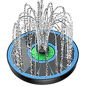 Yzert Solar Fountain Pump Full Glass Blue Panel No Battery, 3.5W Solar Bird Bath Fountains with 4 Fixed Rods & 8 Nozzles, 2023 Bird Bath Fountains Solar Power for Outdoor, Garden, Pond, Pool