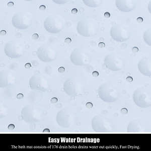 Large Non Slip Bathtub Mat, Extra Long Bath Mat for Tub, 40 x 16 Inch, Machine Washable Shower Mats with Suction Cups and Drain Holes, Bath Tub Mats for Bathroom Non Slip, White