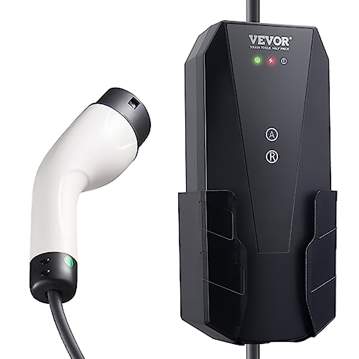 VEVOR Level 1+2 Portable EV Charger, 16 Amp 120V or 240V, Electric Vehicle Charger with 28-Foot Charging Cable NEMA 6-20P Plug NEMA 5-15 Adapter, Plug-in Home EV Charging Station for SAE J1772 EVs