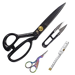 BIHRTC Sewing Scissors Stork Scissors for Fabric Scissors Heavy Duty Stainless Steel 9 Inch Professional Tailor Shears Set for Tailoring Sewing Dressmaking Quilting Sharp Scissor Pack of Tape Measure