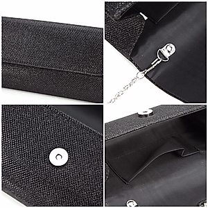 Naimo Flap Dazzling Small Clutch Bag Evening Bag With Detachable Chain (Black)