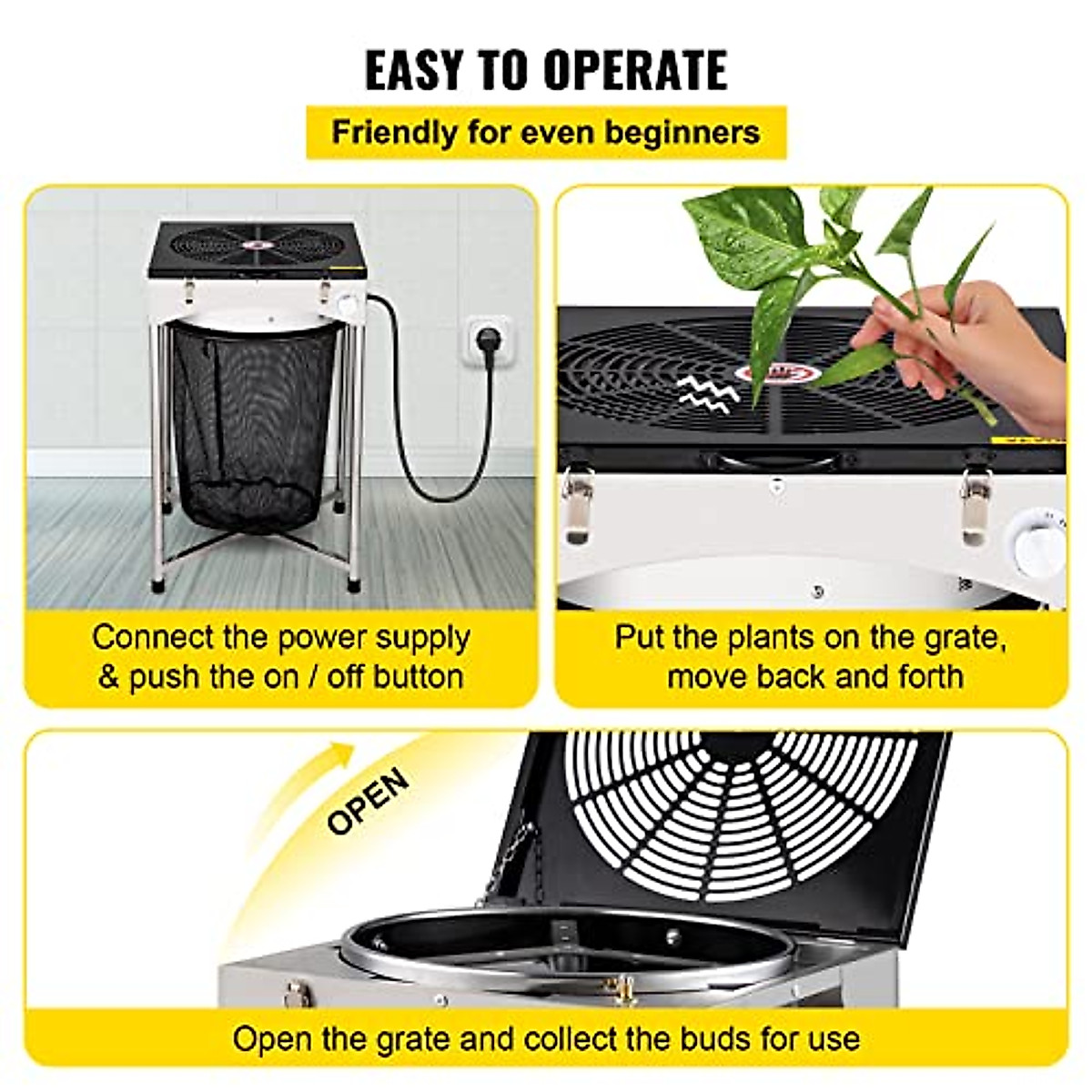VEVOR Bud Leaf Trimmer, 18 inch Adjustable 3 Speed 110V, Electric Hydroponic Dry or Wet Plant Trimming Machine with Sharp Stainless Steel Blades, Twisted Spin Cut for Flowers, Leaves, Herbs