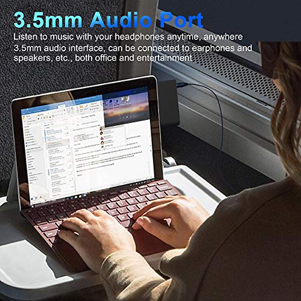 Surface GO/GO 2/GO 3 Hub Docking Station, 4 in 2 Surface Go Adapter with 2X USB 2.0 Ports, 1x USB 3.0 Port(5Gbps) & 3.5mm Audio/Microphone/Headset Jack,Combo Accessories for Microsoft Surface GO/2/3