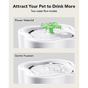 HICC PULE Cat Water Fountain, 101oz/3L Ultra Quiet Automatic Pet Water Fountain with Water Level Window, BPA-Free Dog Water Dispenser with with Two Flow Modes, Multi-Filtration