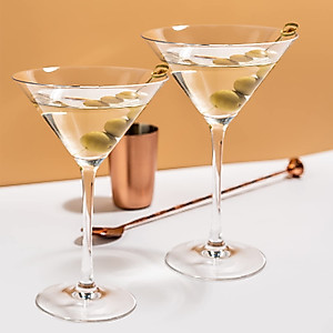 Chouggo Martini Glasses Set of 4, Hand Blown Premium Crystal Cocktail Glasses, for Bar, Martini, Cosmopolitan, Manhattan, Gimlet, Pisco Sour - 9Oz, Clear