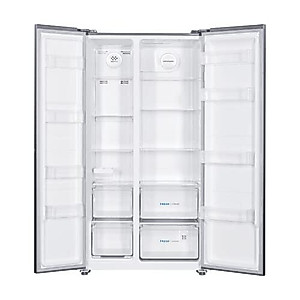 Frigidaire FRSG1915AV 36'' Freestanding Counter Depth Side by Side Refrigerator with 18.8 cu. ft. Capacity, Glass Shelves, Crisper Drawer, Frost Free Defrost, in Brushed Steel