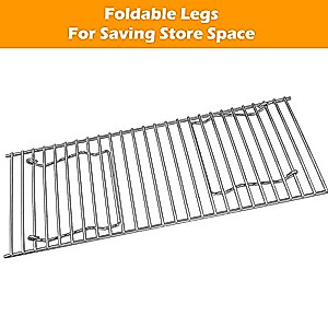 GRISUN Universal Grill Rack for Gas/Wood Pellet/Griddle/Smoker Grill, Warming Rack for Expand Cook Surface, Upper Rack with Foldable Leg Design, Chrome Plated Steel