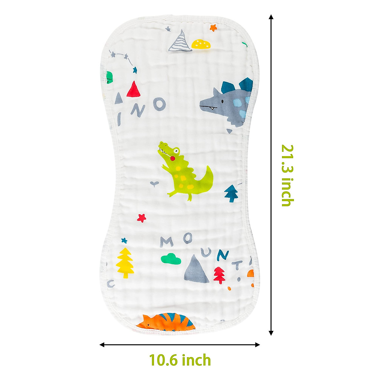 GROBRO7 7Pcs Baby Muslin Burp Cloths 21”x10.5” Long Burping Bids for Babies Dinosaur Blue Whale Forest Animals Cotton Large Towel 6 Layers Extra Absorbent Soft Machine Washable Nursery Newborn Gift