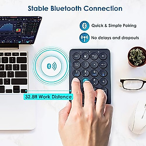 SANWA Bluetooth Numeric Keypad, Rechargeable Wireless Ten Key Number ...