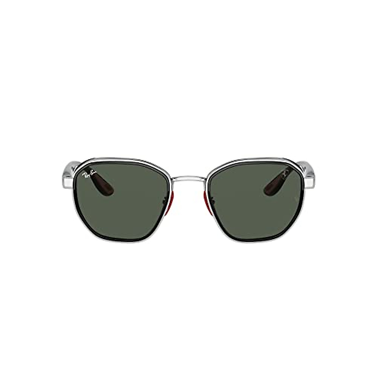 Ray-Ban RB3674M Scuderia Ferrari Collection Round Sunglasses, Silver/Dark Green, 51 mm