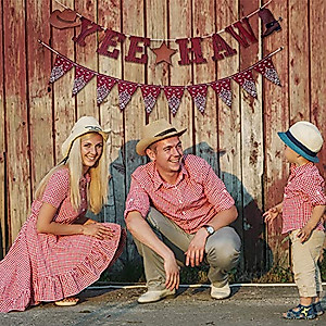 3 Pieces Cowboy Banner Yee Haw Banner Bandana Pennant Banner Wild West Party Accessory for Western Cowboy Party Themed Decoration