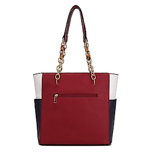 MKF 2-PC Set, Tote Bag for Women & Pouch Purse: PU Leather Handbag Pocketbook, Top-Handle Shoulder Strap Baby Blue