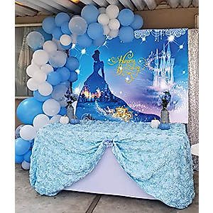 Dost Baby Blue Princess Happy Birthday Backdrop Fantasy Castle Carriage Princess Party Decoration Shiny Light Photography Backdrop(7x5FT), Dost-cy278-7x5FT