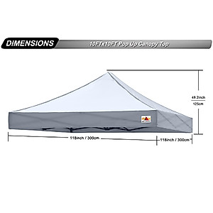 ABCCANOPY Replacement Canopy Top for Pop Up Canopy Tent (10x10, Gray)
