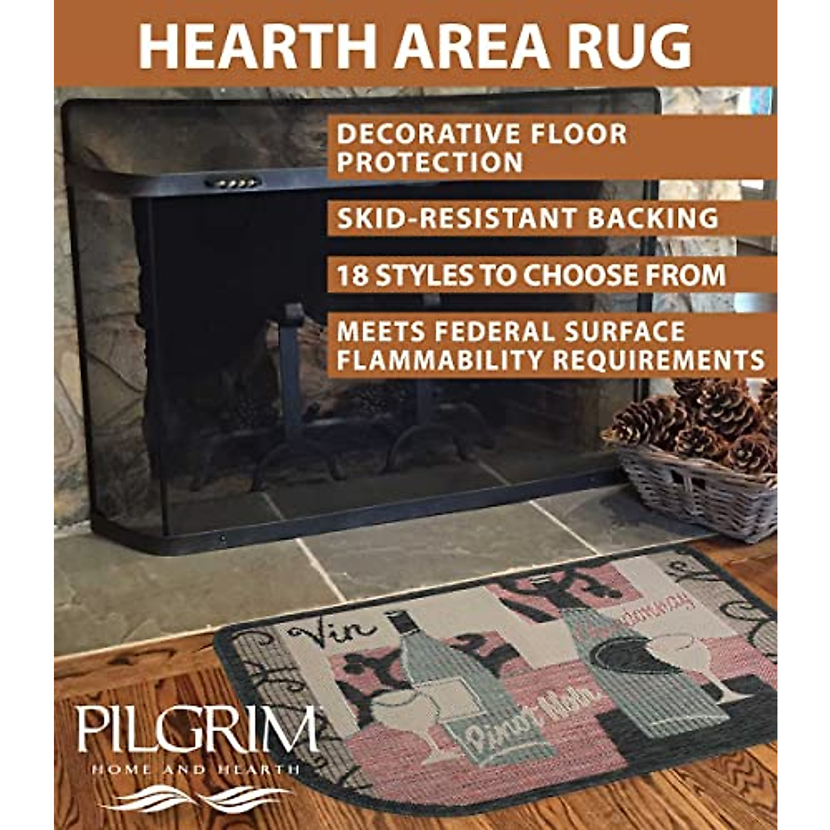 Pilgrim Home and Hearth, 36 x 23, Mixed 19621 Pinot Noir Fireplace Rug