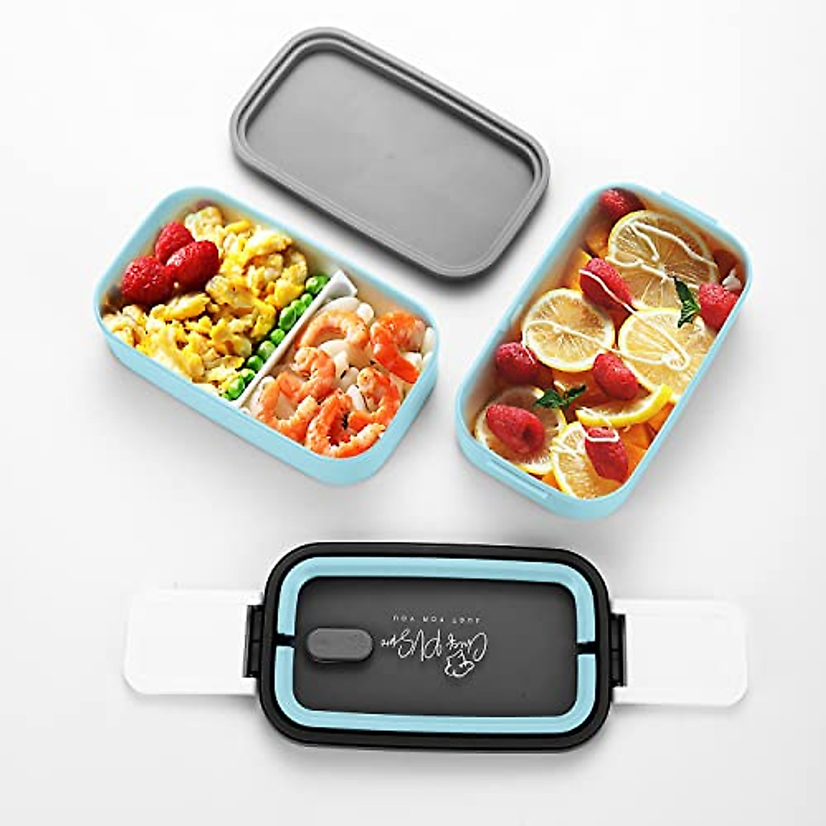 PVSpro JUST FOR YOU Bento Box Set with Insulated Tote, Mug & Cutlery Set, Stackable Bento Box for Lunch, Bento Kit Lunch Box with Handle, Large Bento Lunchbox Container, Japanese Bento (Sky blue)