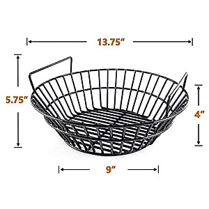 Porcelain Steel Charcoal Ash Basket Fits for Large Big Green Egg Grill, Kamado Joe Classic, Pit Boss, Louisiana Grills, Primo Kamado Grill and Large Grill Dome