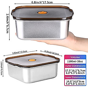 BEFOY Stainless Steel Food Storage Containers with Lids 1100ML* 3 Food Lunch Box Containers Leak-proof Light Easy Set with Air Vent Snack Boxes for People, Kitchen Storage…
