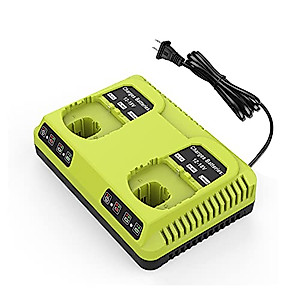 Energup Replacement 2Port P117 Dual Chemistry 18V Battery Charger for Ryobi 18V Battery ONE+ P117 P118 for Ryobi 18V Max Lithium NiCd Battery P100 P102 P103 P105 P107 P108 Ryobi Battery Charger