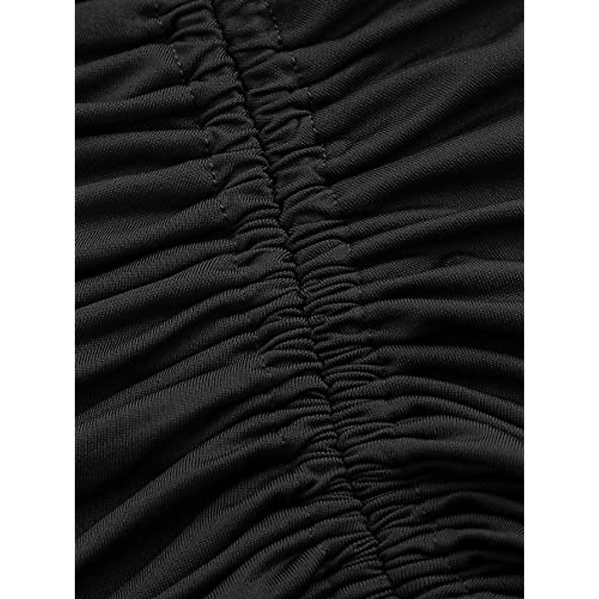 Verdusa Women's 3 Piece Outfit Y2K Tube One Shoulder Top Shrug and Drawstring Ruched Bodycon Mini Skirt Sets Black S