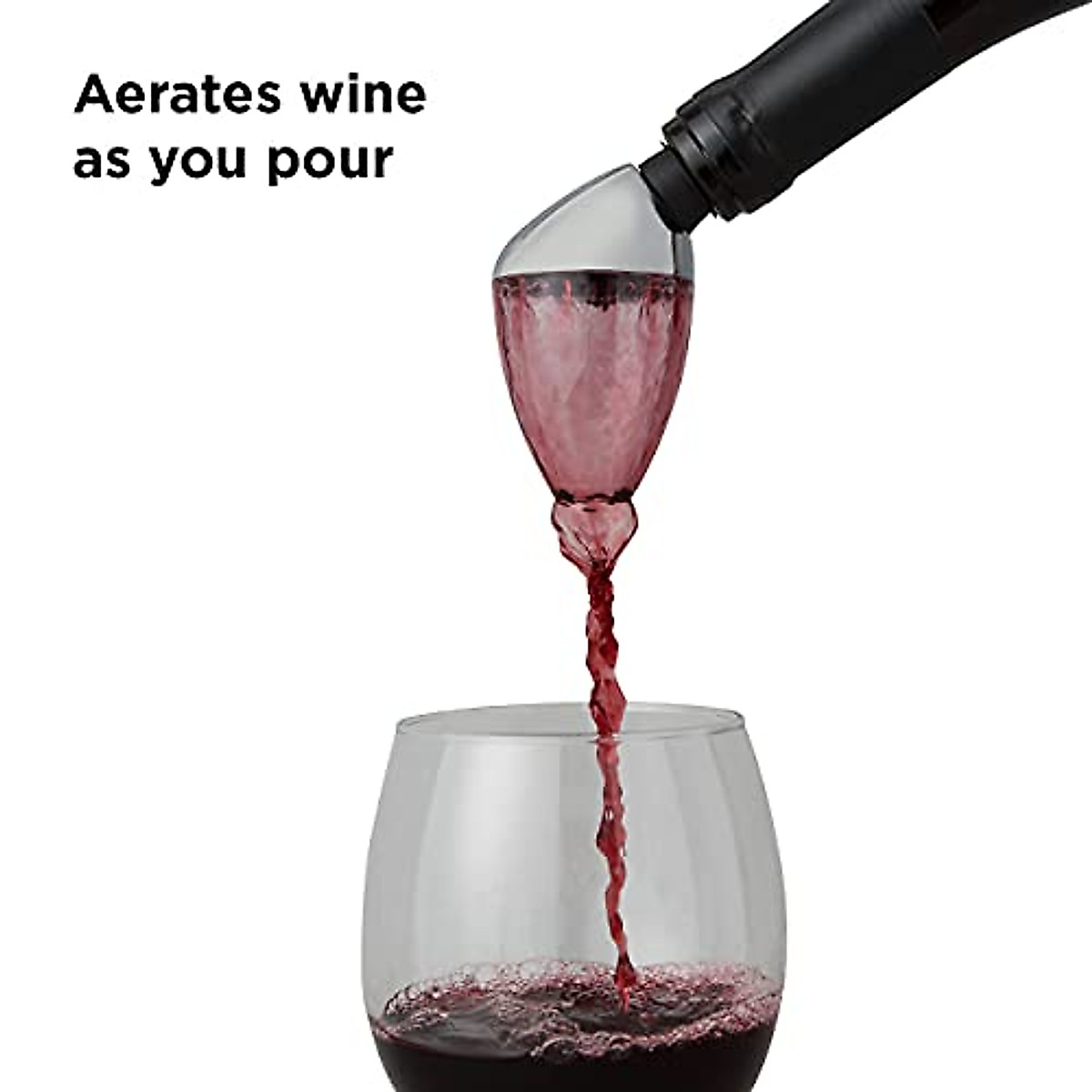 Rabbit Wine Aerator and Pourer, 7-Inch, Silver/Black/Clear