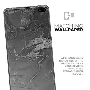 DesignSkinz Black & Silver Marble Swirl V7 Protective Vinyl Decal Wrap Skin Cover Compatible with The Samsung Galaxy S20 (Screen Trim & Back Glass Skin)