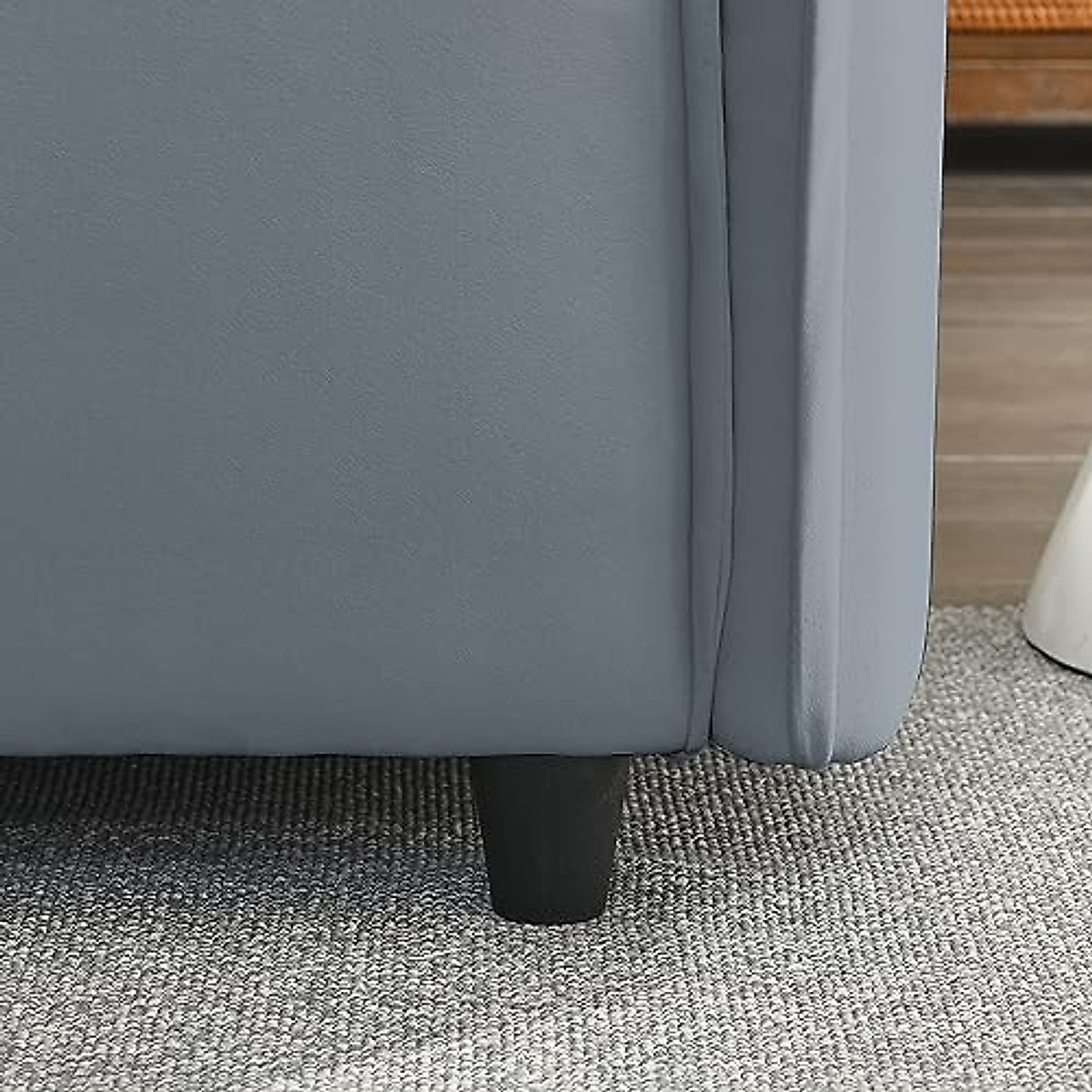 Suheww 79” Velvet Sofa Set 2 Piece, Modular Sectional 3-Seater Futon Couch Set, Living Room Furniture Set with 4 Pillows, Grey Blue