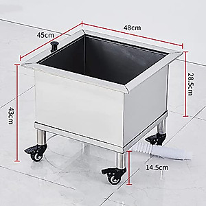 Stainless Steel mop Sink Mobile Commercial Mop Service Basin, FreeStanding Utility Tub Mop Bucket Laundry Room Slop Sink Wash Station, Home Balcony Sink Floor mop Pool,One-Click Drainage