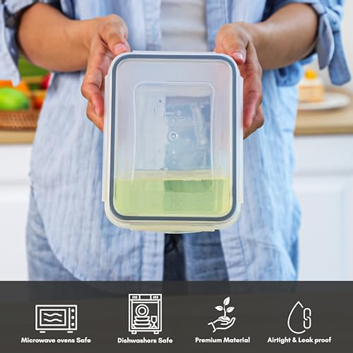 38pcs Containers for Food, 19 Snap Lids and 19 Nesting Containers Plastic Stackable Containers for Kitchen, Refrigerator Organization,Diswasher Safe Microwave Safe