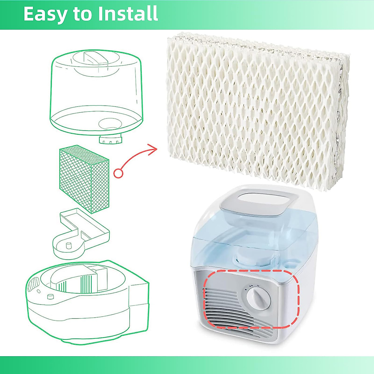 kakofaci WF813 Humidifier Filters Replacement Compatible with Equate EQWF813 PCWF813 Relion RCM832 RCM-832N Protec RWF813 EQ-2119-UL PCCM-832N Cool Mist Humidifiers Wick Filter - 6 Pack