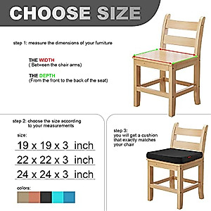 Pcinfuns Patio Chair Cushion 22 x 22 Inch Outdoor Seat Cushions for Patio Furniture Garden Sofa Couch Chair Pads with Adjustable Straps Set of 2, Black